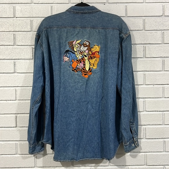 Disney | Tops | Disney Store Vintage Denim Shacket Pooh Friends ...